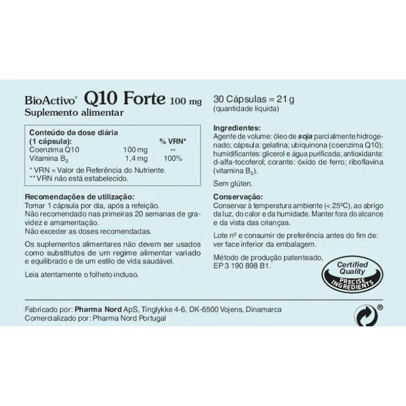 BioActivo Q10 Forte 100mg 30 Cápsulas | Energia e Coração